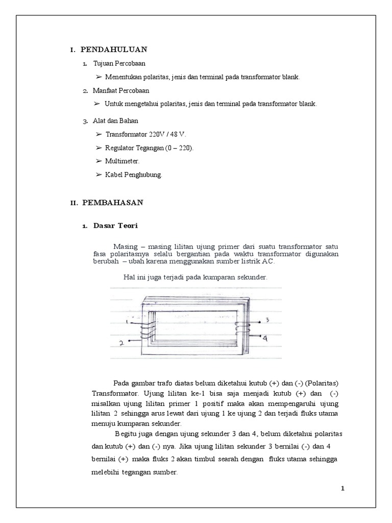 Polaritas dan Terminal Transformator | PDF