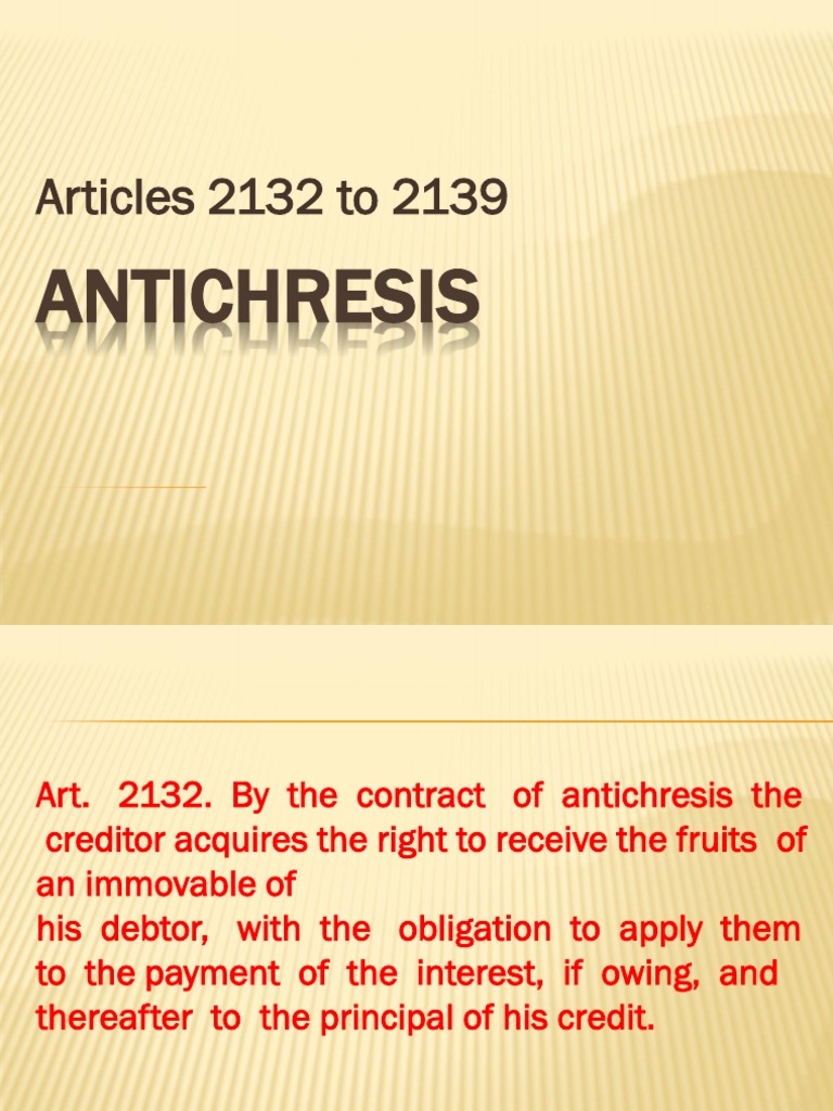 ANTICHRESIS | PDF | Mortgage Law | Debt