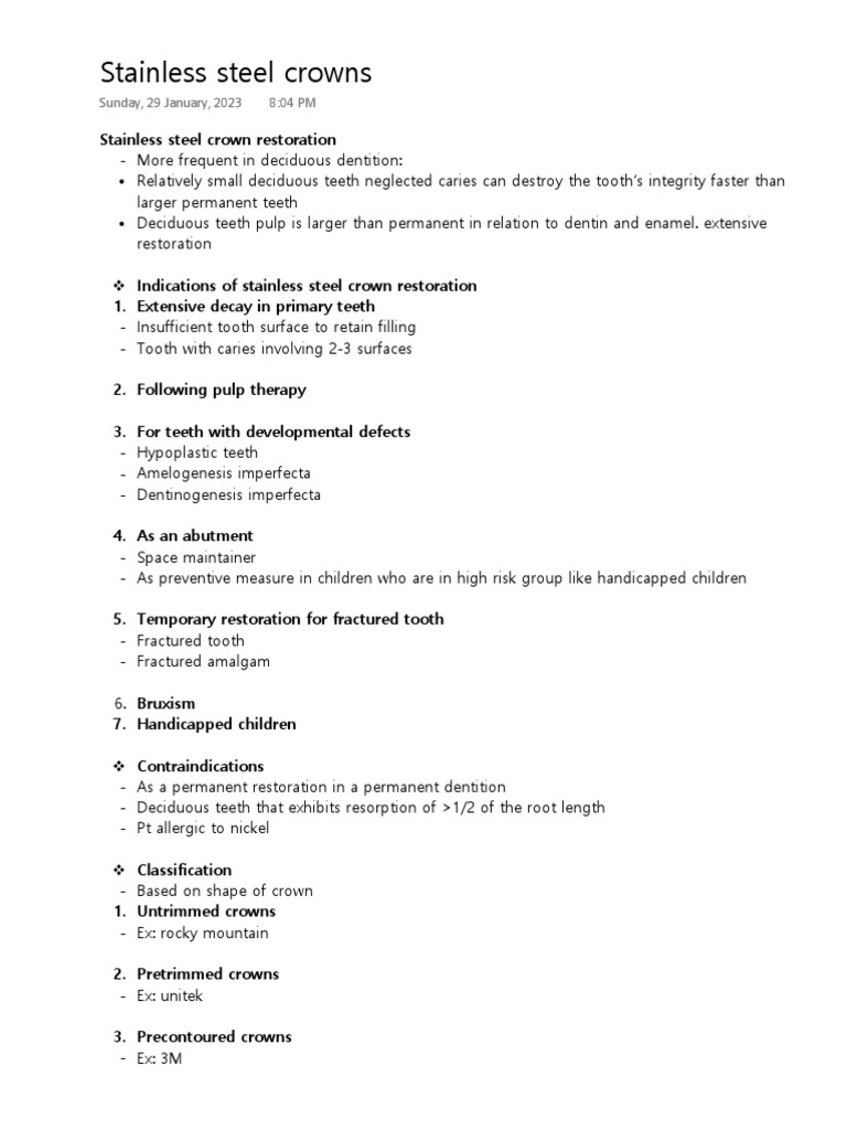 Stainless Steel Crown | PDF | Dentistry Branches | Mouth