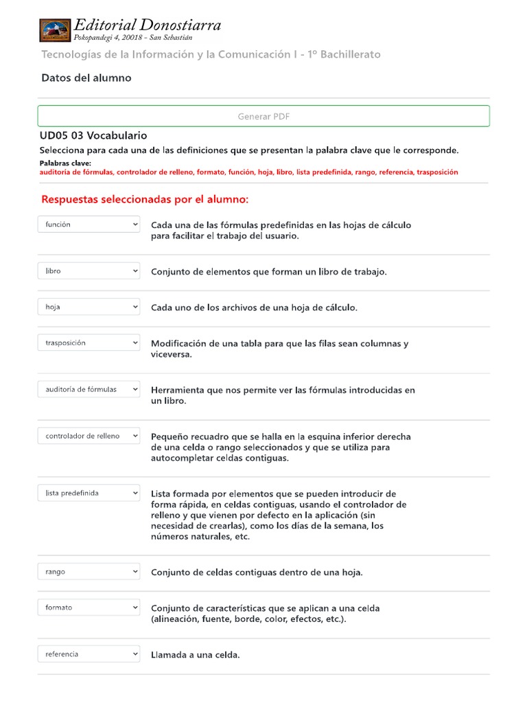 Tema 5 Vocabulario PDF | PDF