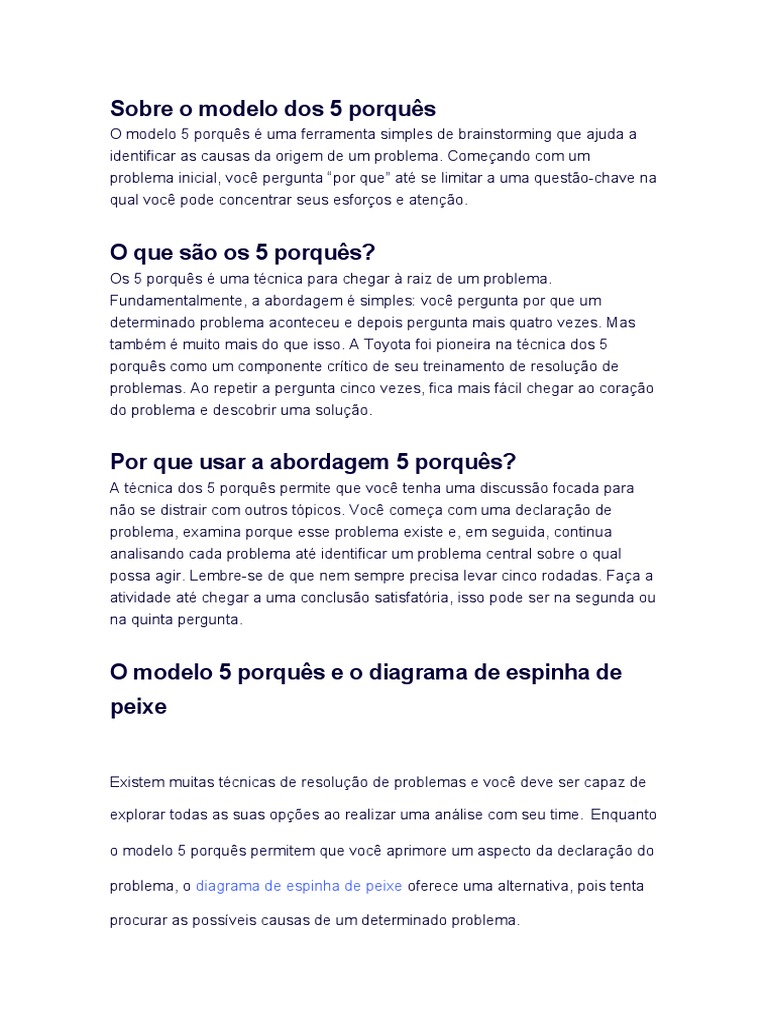 Como Aplicar o 5 Porques | PDF