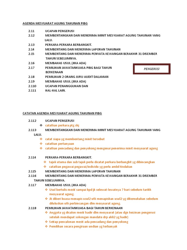 Panduan Mesyuarat Agung Persatuan | PDF