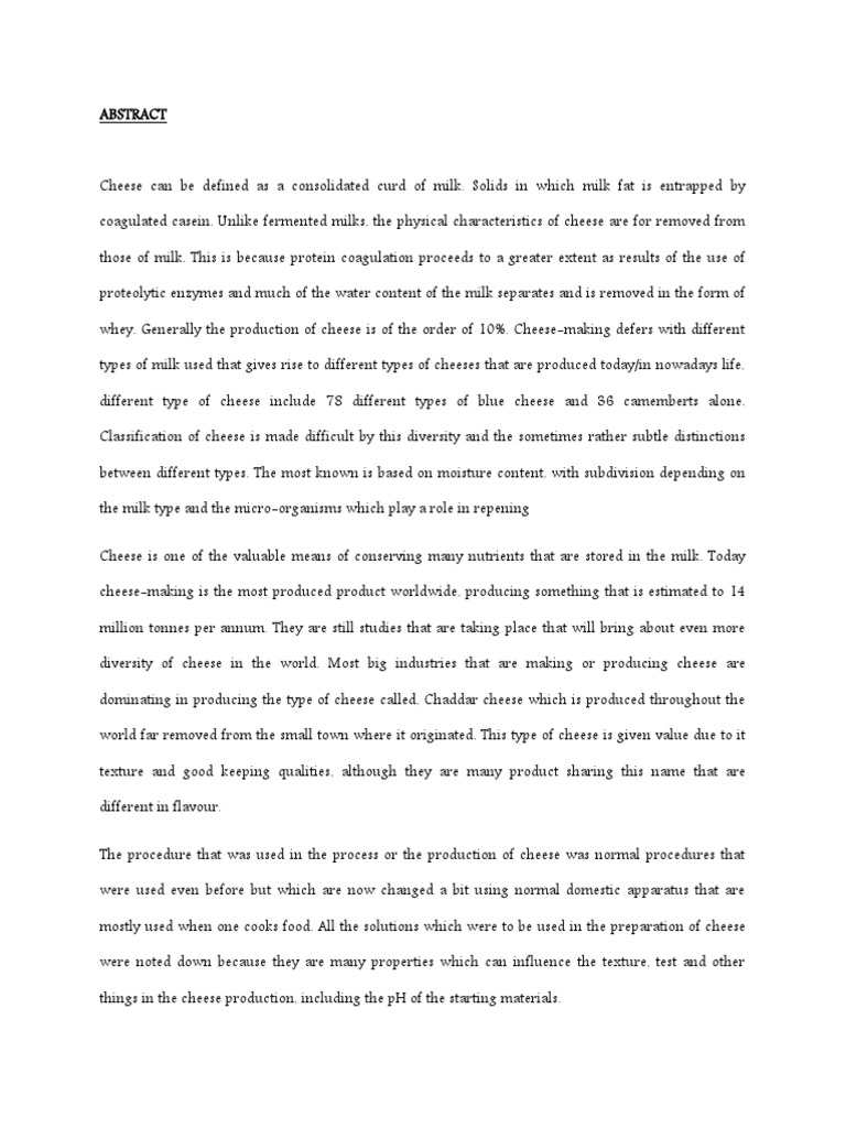 REPORT CHEESEMAKING FINAL REPORT - Source | PDF | Cheese | Cheesemaking