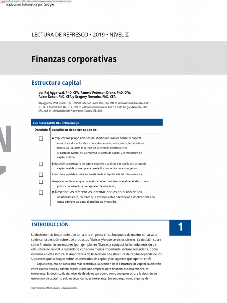 Capital-Structure CFA (1) .En - Es | PDF | Apalancamiento (Finanzas ...