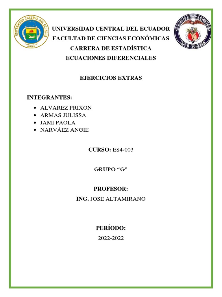 Caratula para Ejercicios Extras | PDF