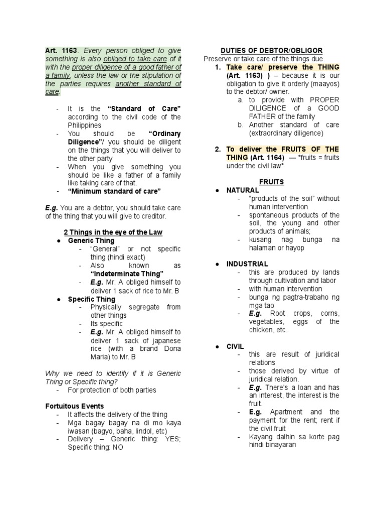 Preserve things due and deliver fruits, accessions, and the thing ...