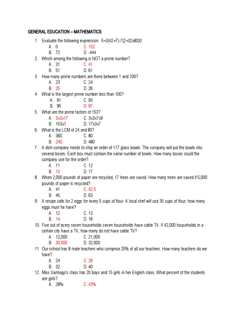 General Education - Mathematics | PDF