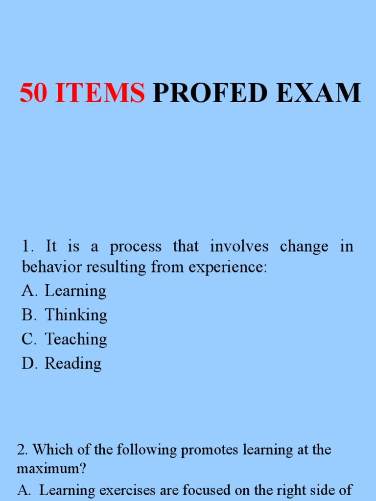 50 ITEMS - Facilitating Learning Exam | PDF | Learning | Motivation