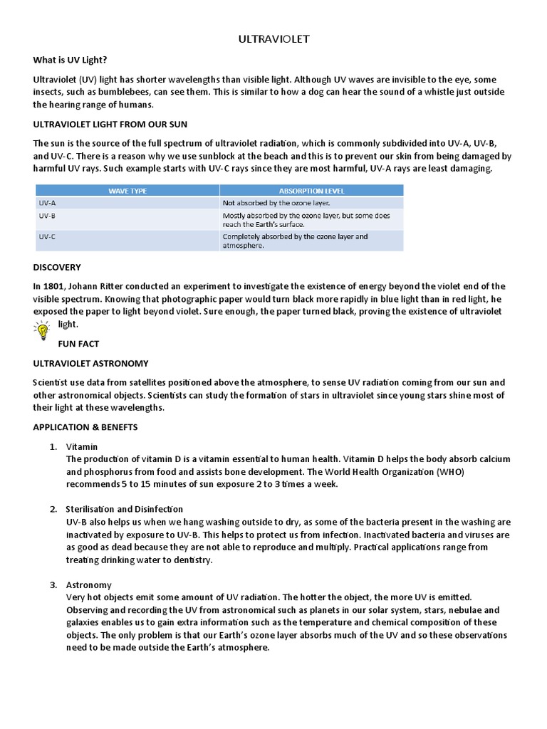 ULTRAVIOLET | PDF | Ultraviolet | Electromagnetic Spectrum