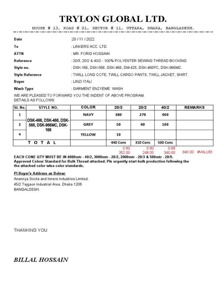 DSK Thread Booking Update | PDF