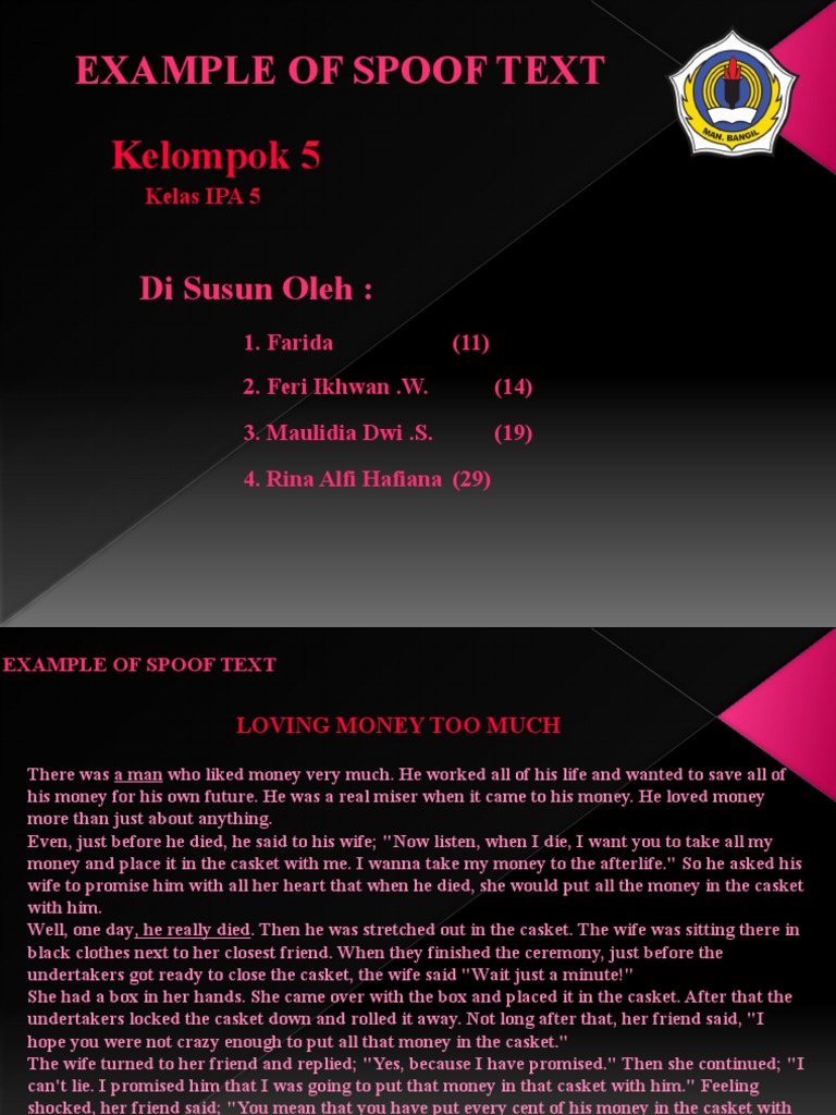 Example of Spoof Text | PDF | Syntax | Semantics