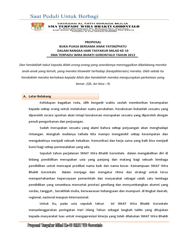 Proposal Milad 28 Juli | PDF