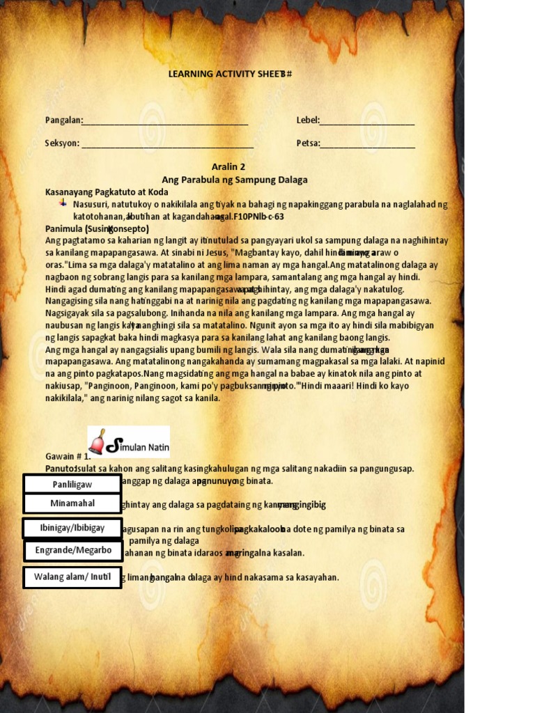 Learning Activity Sheet # 3: Kasanayang Pagkatuto at Koda Panimula (Susing Konsepto) | PDF