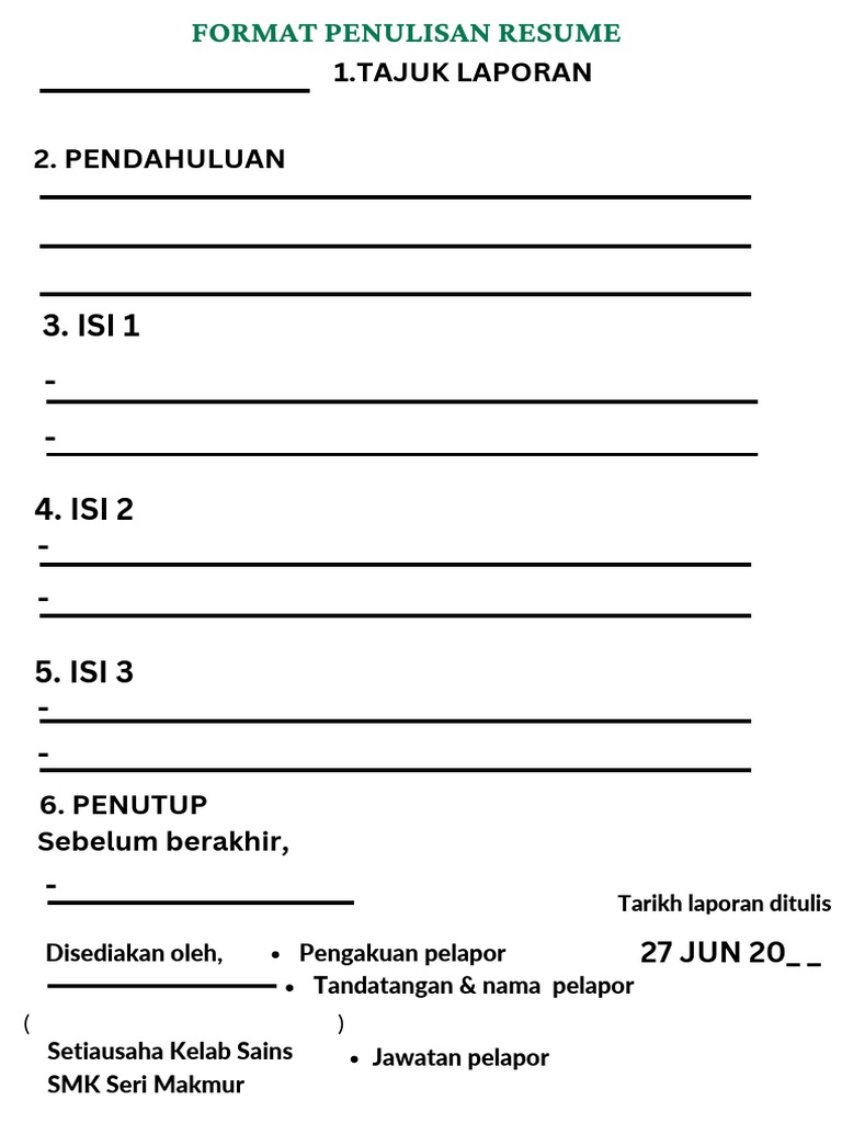 Format Penulisan Resume PDF | PDF