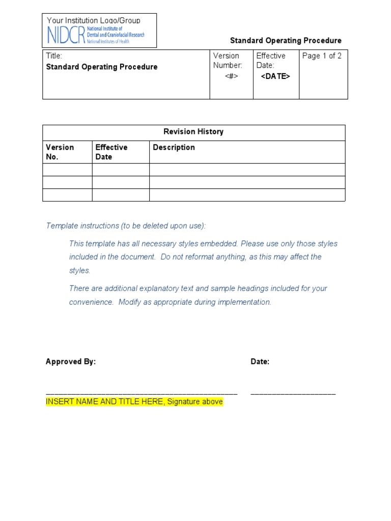 Standard Operating Procedure Standard Operating Procedure | PDF ...