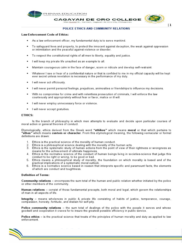 Police Ethics and Community Relations | PDF | Police | Morality