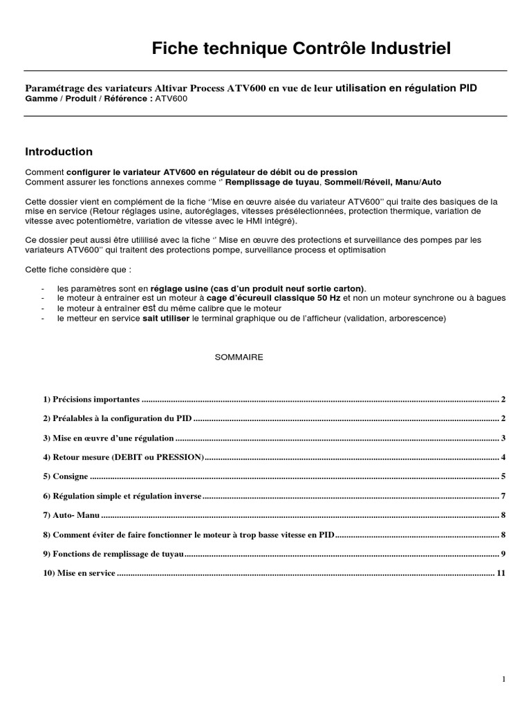 Configuration PID pour ATV600 | PDF