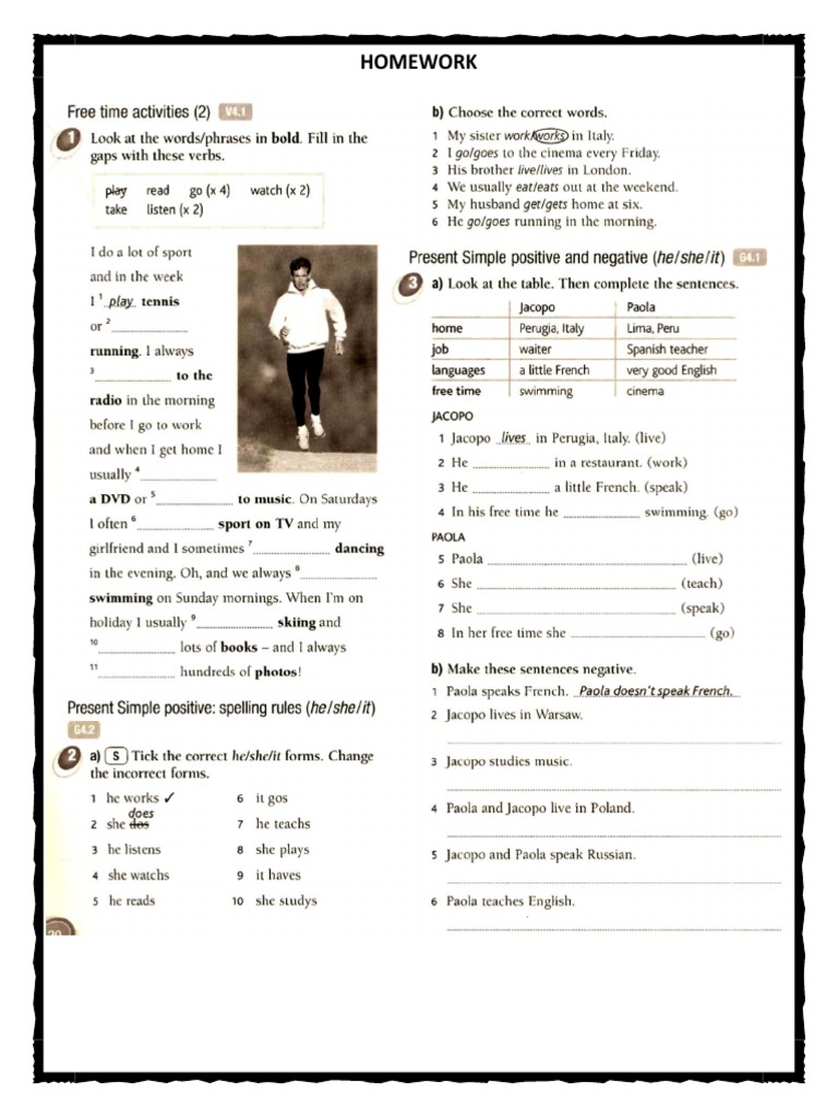 Homework Present Simple PDF | PDF