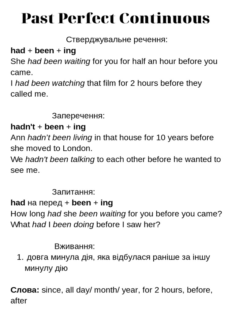 Past Perfect Continuous PDF | PDF