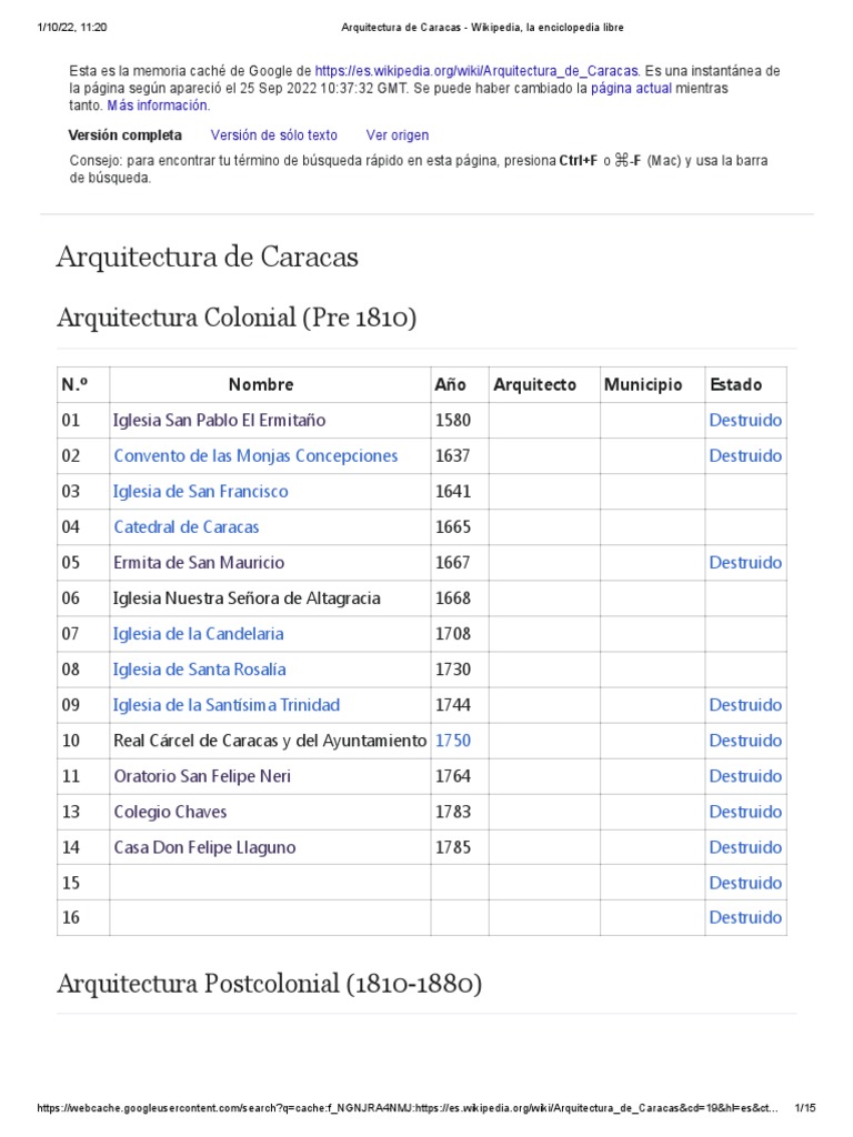 Arquitectura de Caracas - Wikipedia, La Enciclopedia Libre | PDF