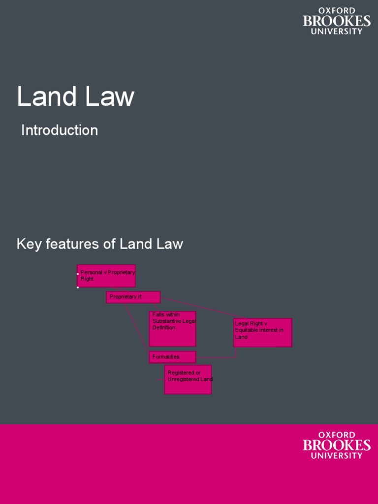 Introduction to Land Law (powerpoint light) | PDF | Equity (Law ...