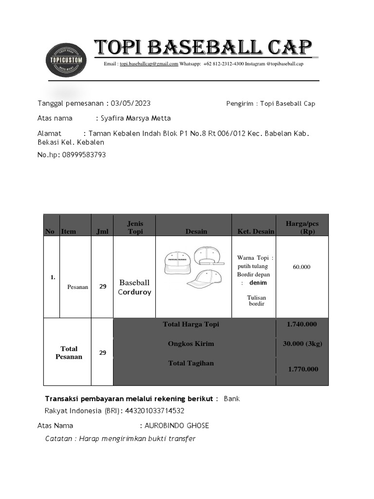 Topi Baseball Cap | PDF