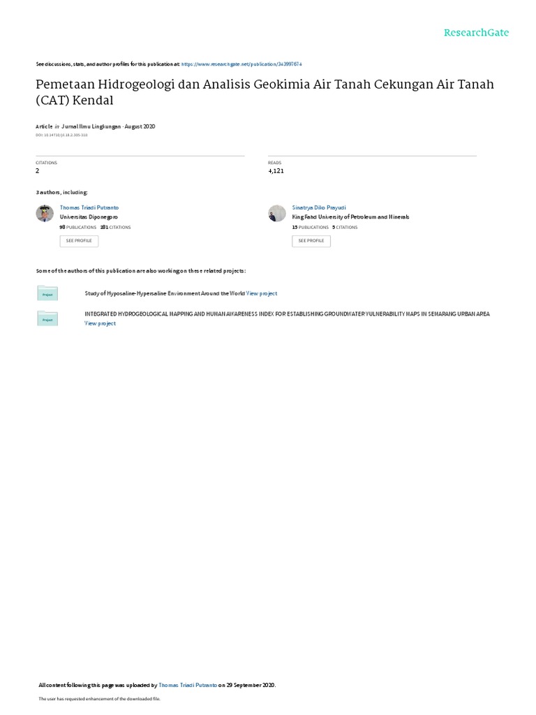 Pemetaan Hidrogeologi Dan Analisis Geokimia Air Ta PDF | PDF