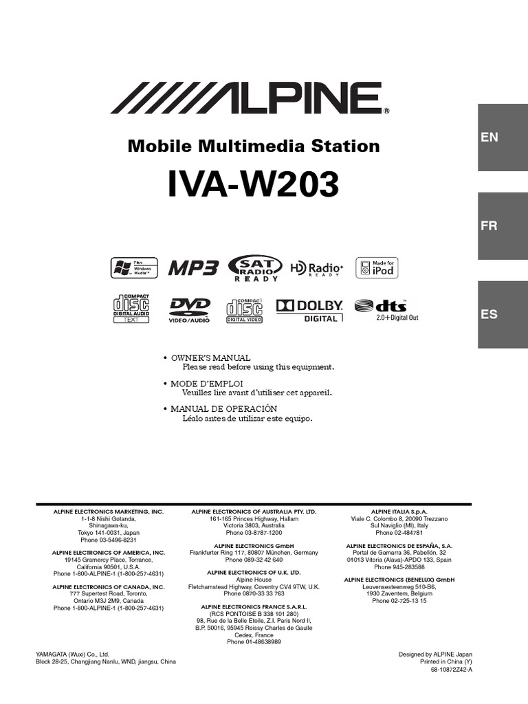 Alpine IVA-W203 | PDF | Compact Disc | Mp3