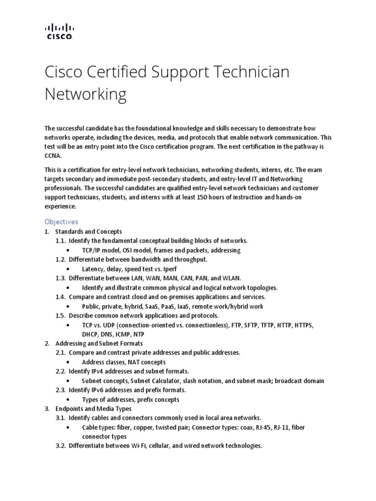 CCST+Networking+Objective+Domain Cisco Final wCiscoLogo | PDF ...