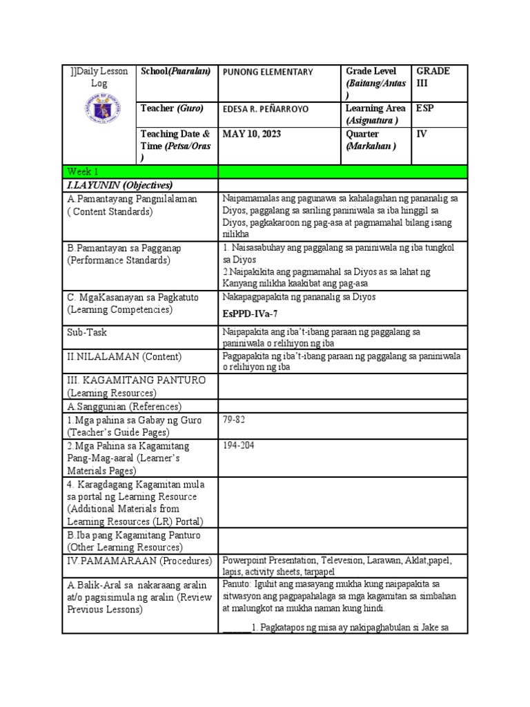 Esp3 q4 Week 2 Day 3 | PDF