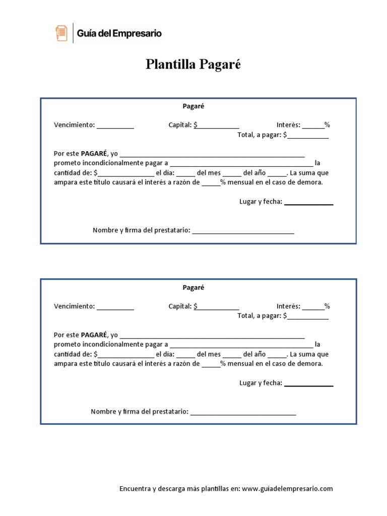 Plantilla Pagare Word | PDF