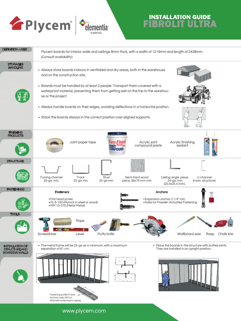 Brief Installation Guide For Fibrolit Ultra | PDF | Drywall | Crafts