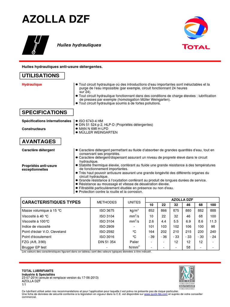 FT Total Azolla DZF | PDF | Génie du bâtiment | Chimie