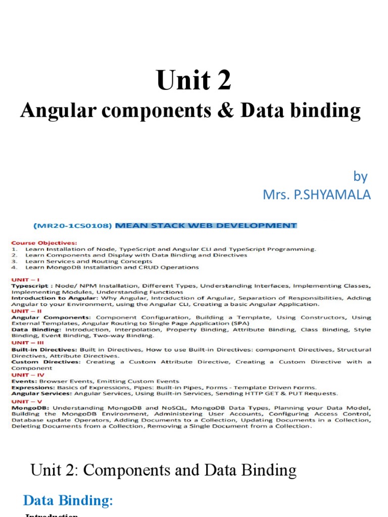 Unit 2 - Data Binding | PDF | Html Element | Software Engineering
