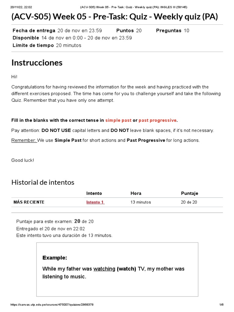 (ACV-S05) Week 05 - Pre-Task - Quiz - Weekly Quiz (PA) - INGLES III (58145) | PDF | Inca Empire