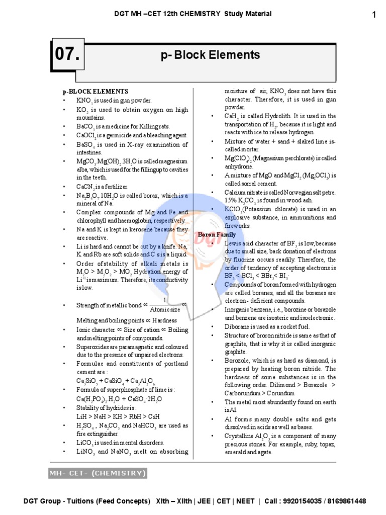 DGT P Block Elements | PDF | Chlorine | Nitrogen