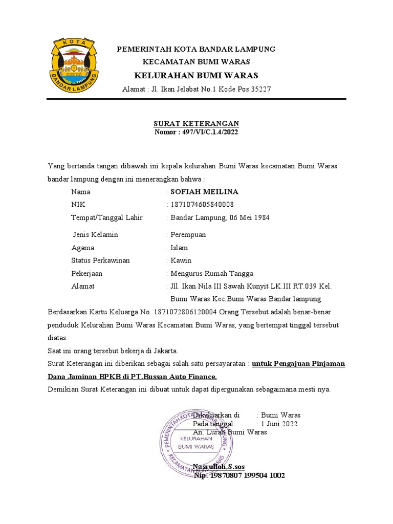 Surat Keterangan Kerja | PDF