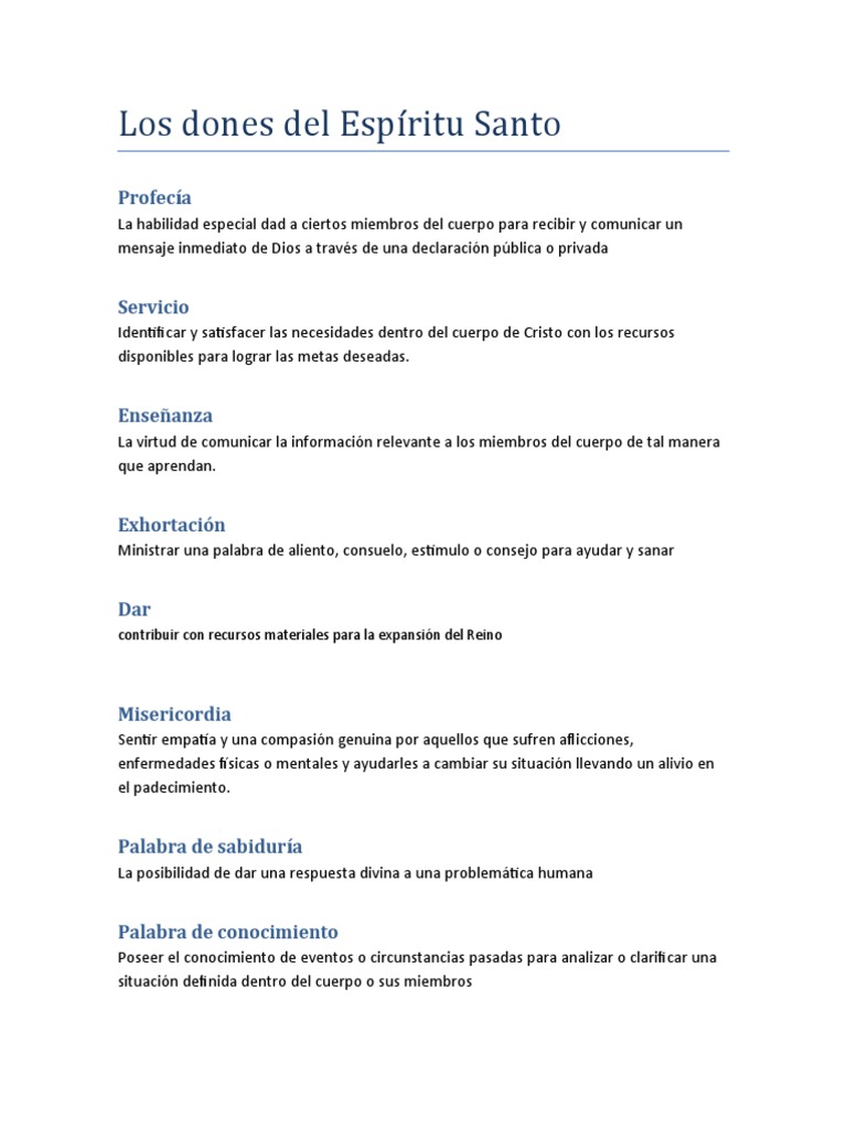 Los Dones Del Espíritu Santo | PDF