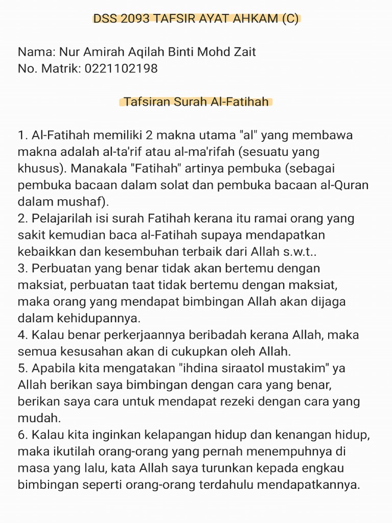 Tafsir Surah Al-Fatihah PDF | PDF