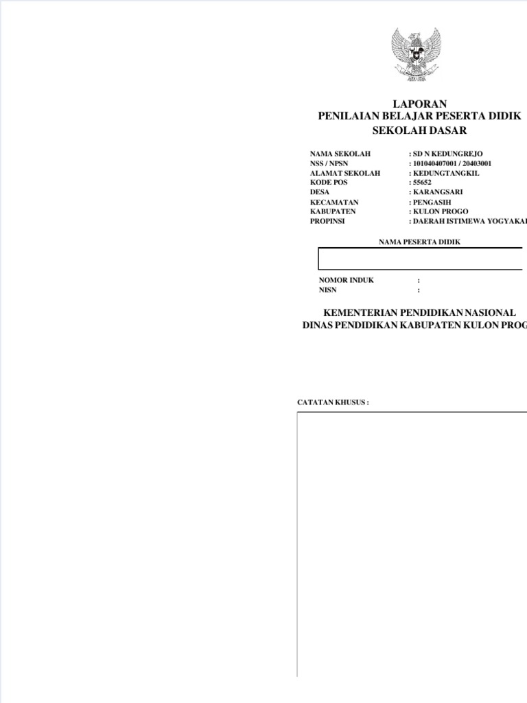 Dokumen - Tips - Form Raport Kosong | PDF