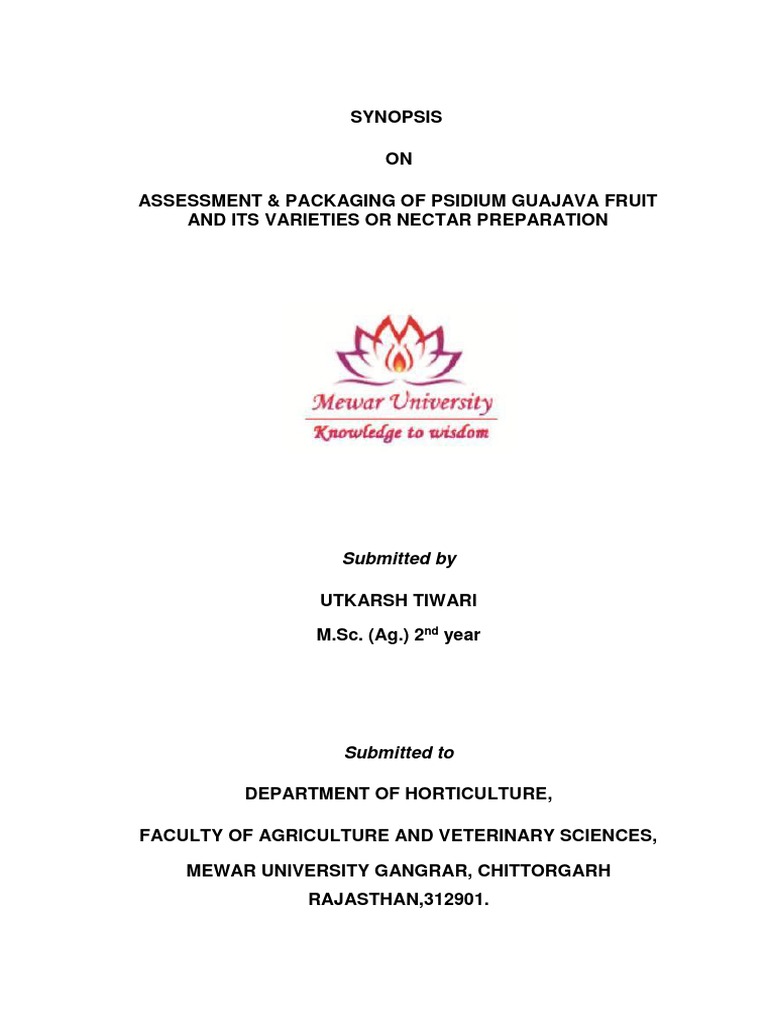 Utkarsh Tiwari Guava Synopsis Ut12 | PDF | Human Nutrition | Juice