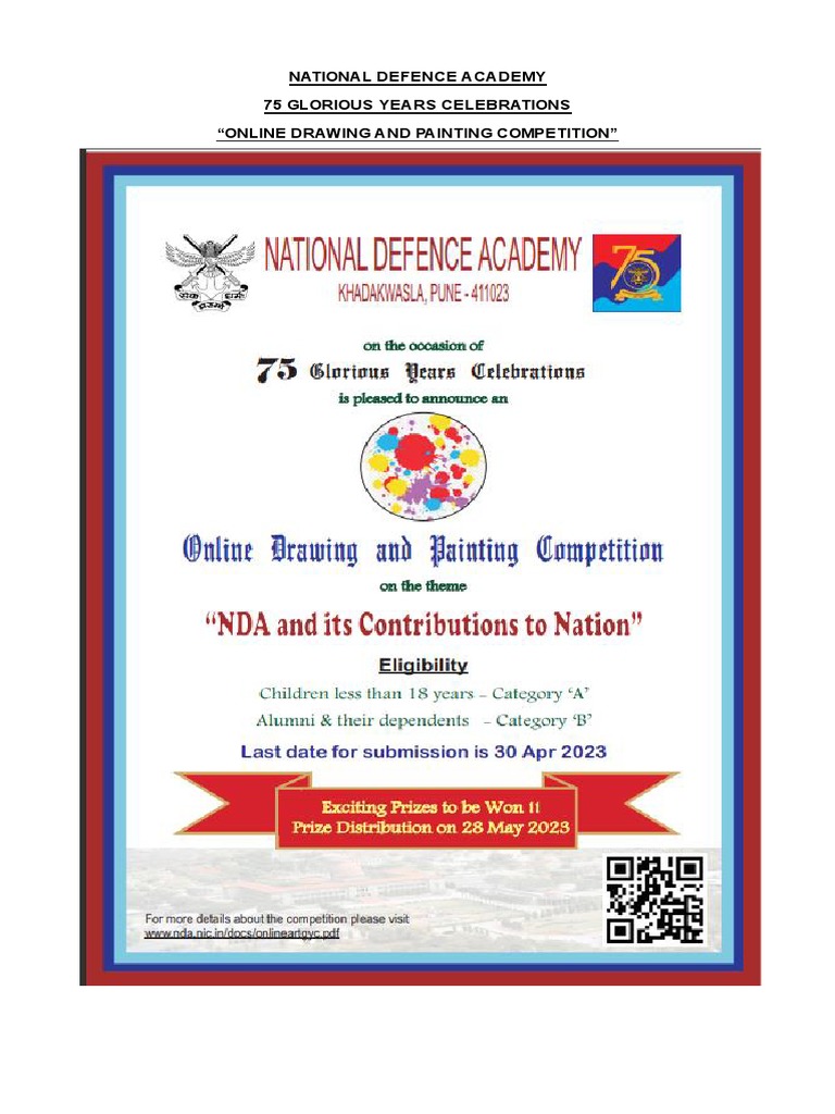 NDA's 75th anniversary online drawing competition guidelines | PDF