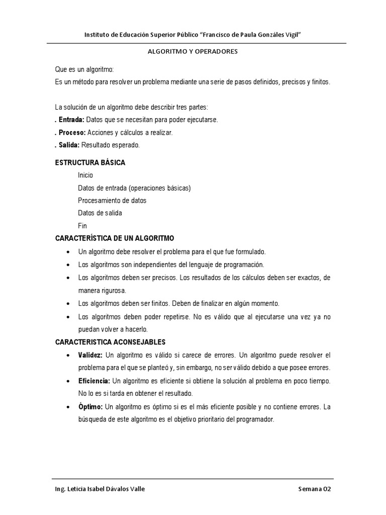 Algoritmo y Operadores | PDF | Algoritmos | Multiplicación