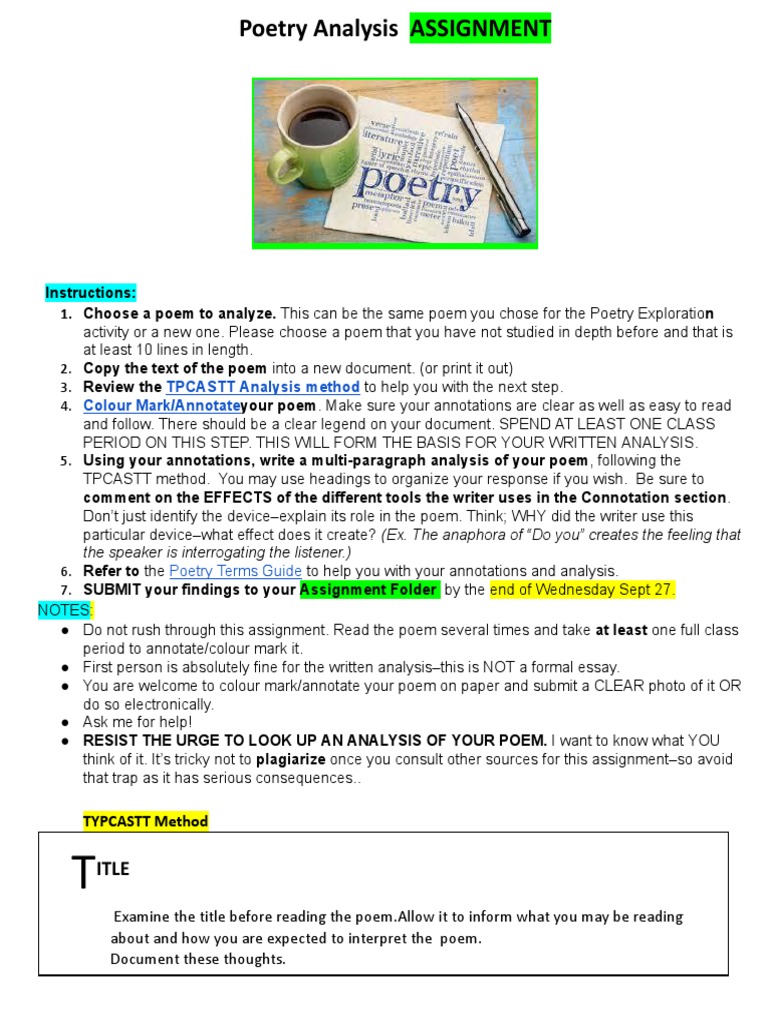 Copy of Poetry Analysis Assignment | PDF | Poetry | Written Communication