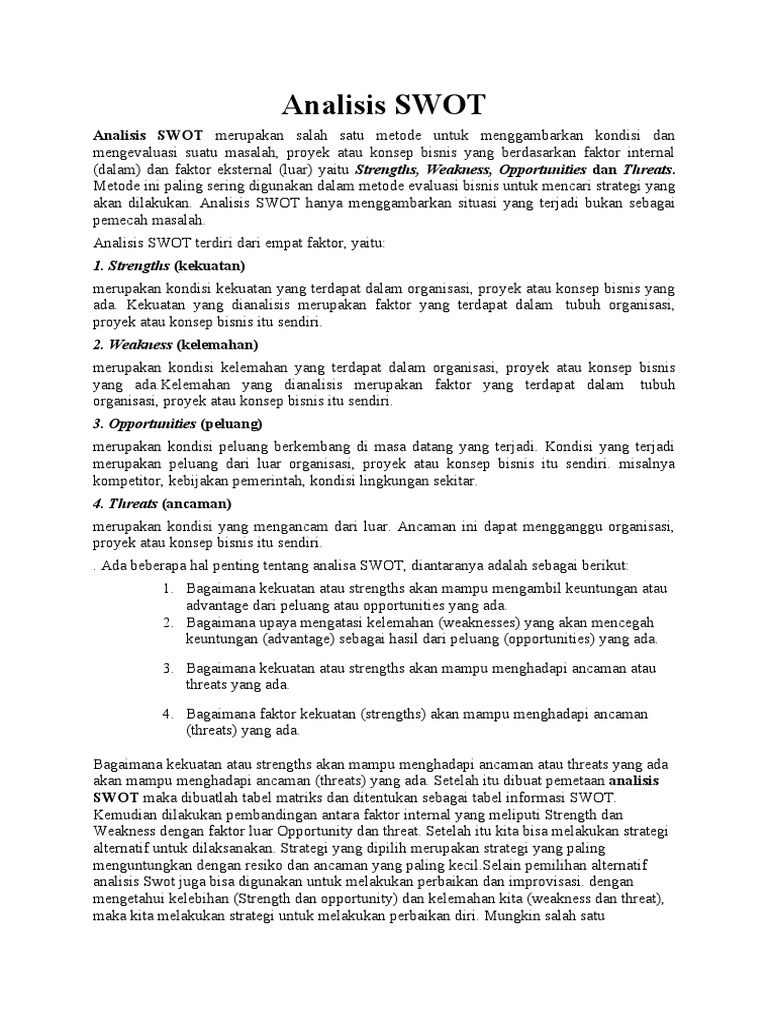 Analisis SWOT Klinik Gigi dan Rumah Sakit | PDF | Karier & Perkembangan ...
