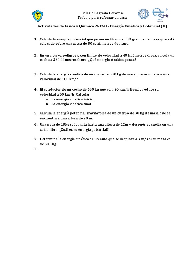 Actividades de Energía Cinética y Potencial (II) | PDF