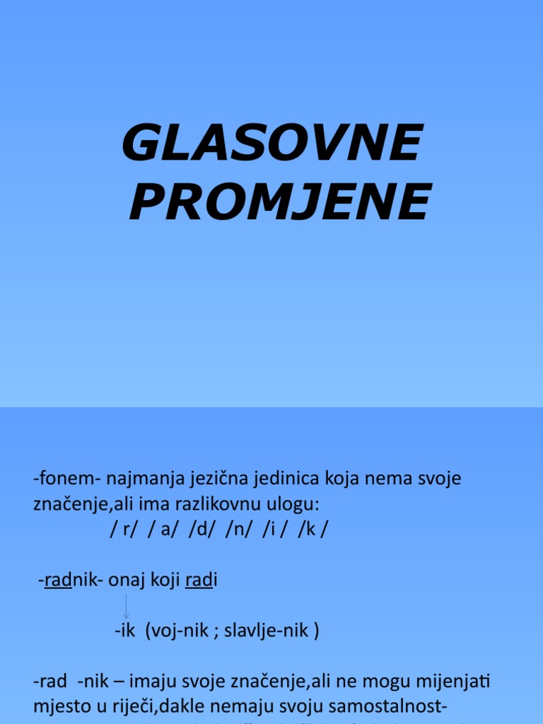 Glasovne Promjene-Prezentacija | PDF