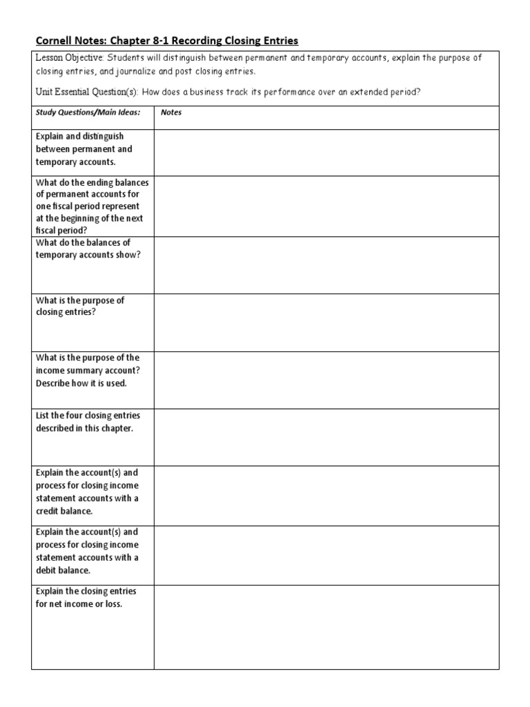 Chapter 8-1 Closing Entries | PDF