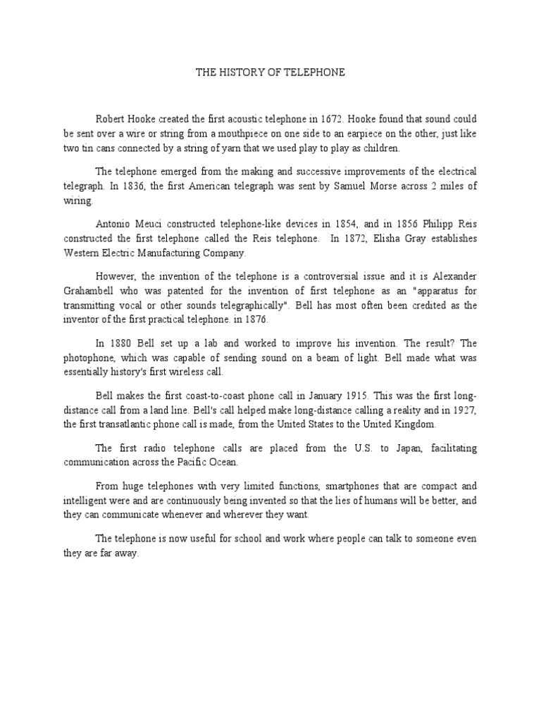 The History of Telephone | PDF