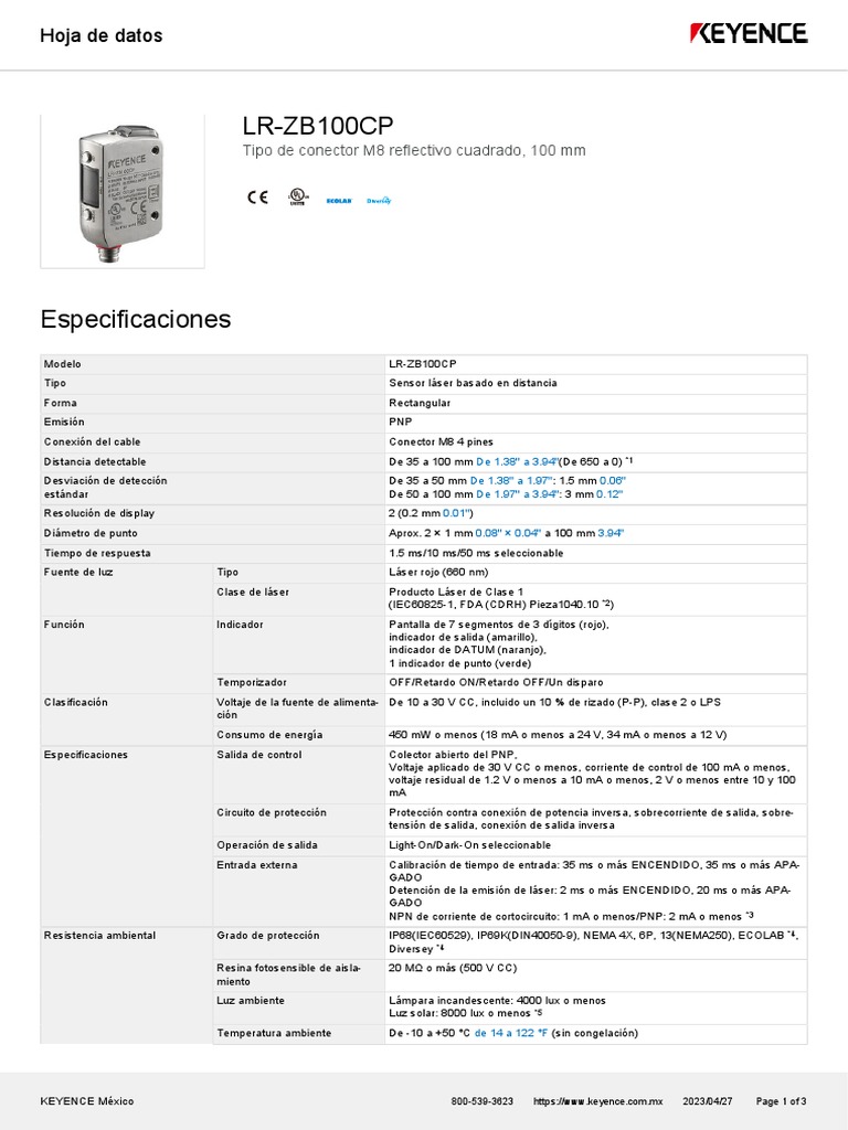 LR-ZB100CP Datasheet | PDF | Electricidad | Ingenieria Eléctrica